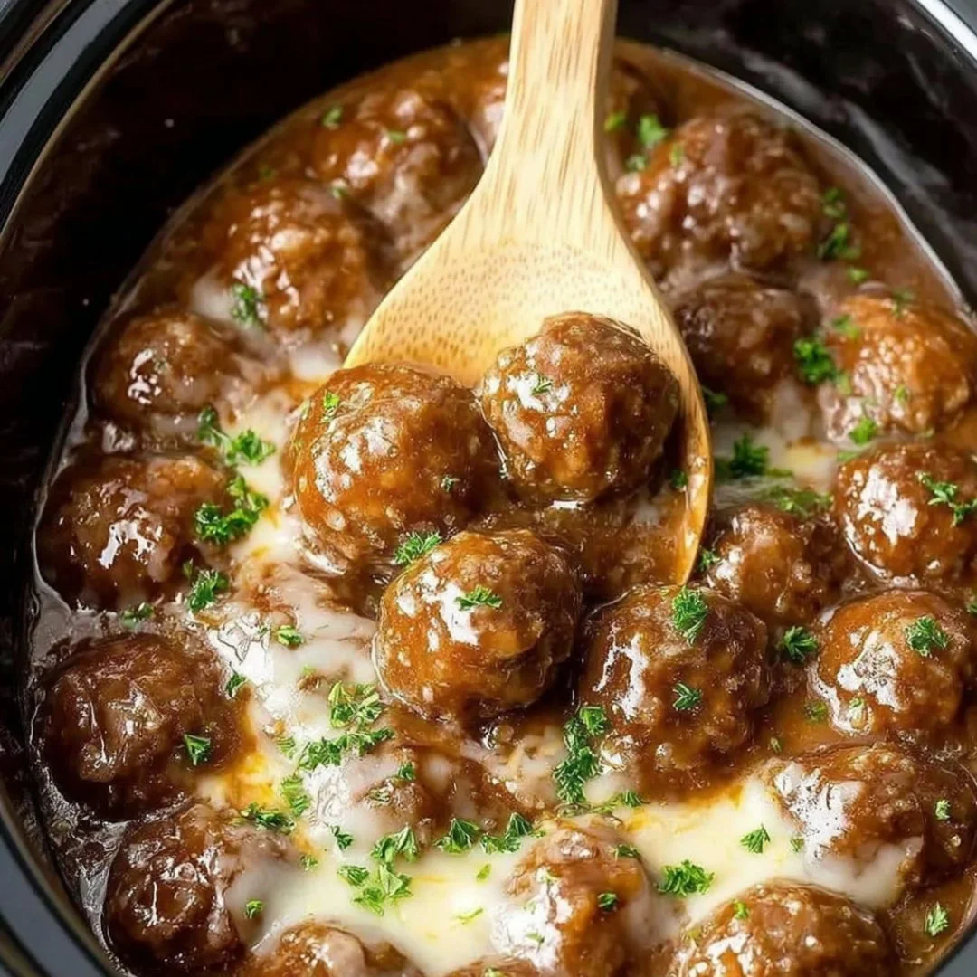 Crock-Pot French Onion Meatballs