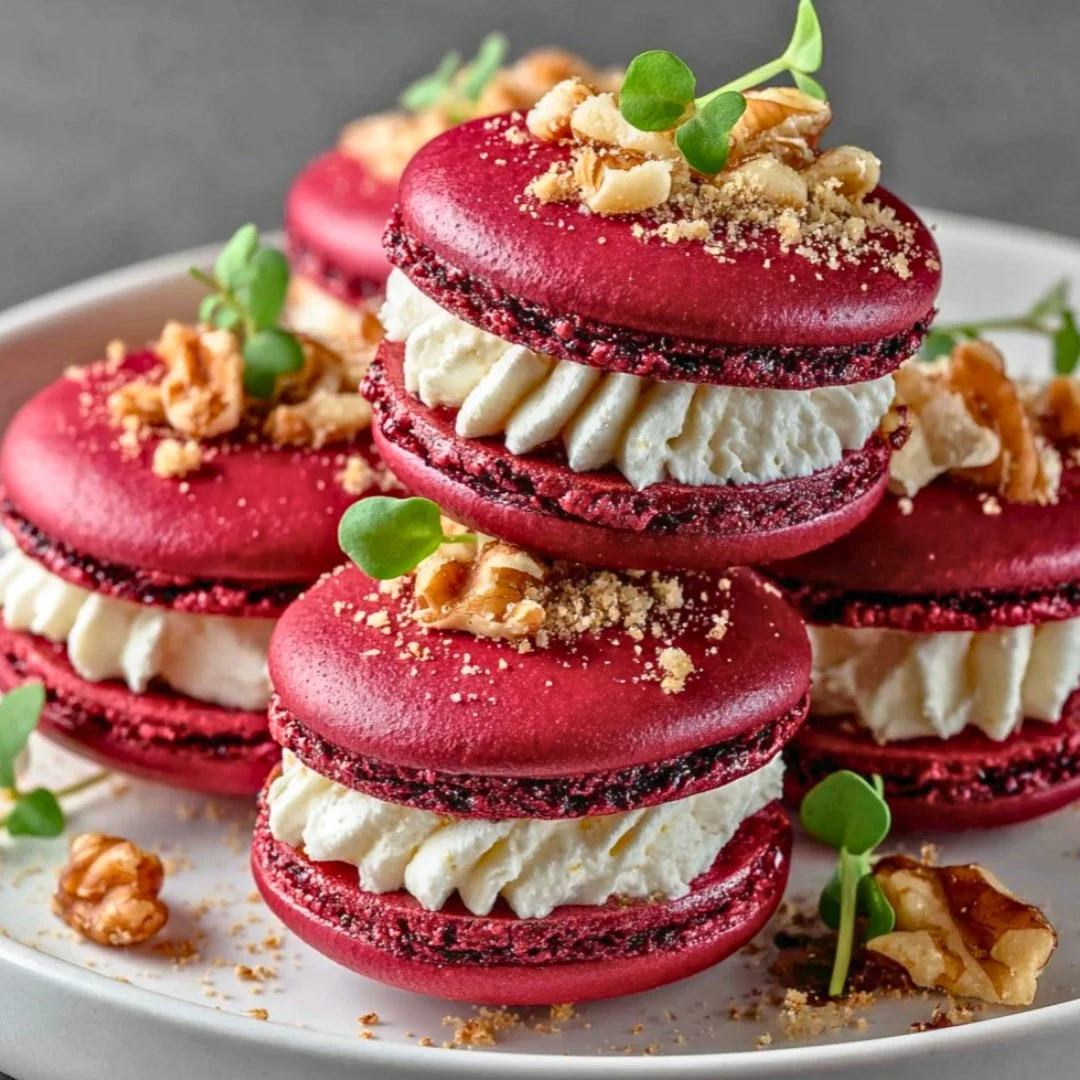 Savory Beet Macarons Goat Cheese